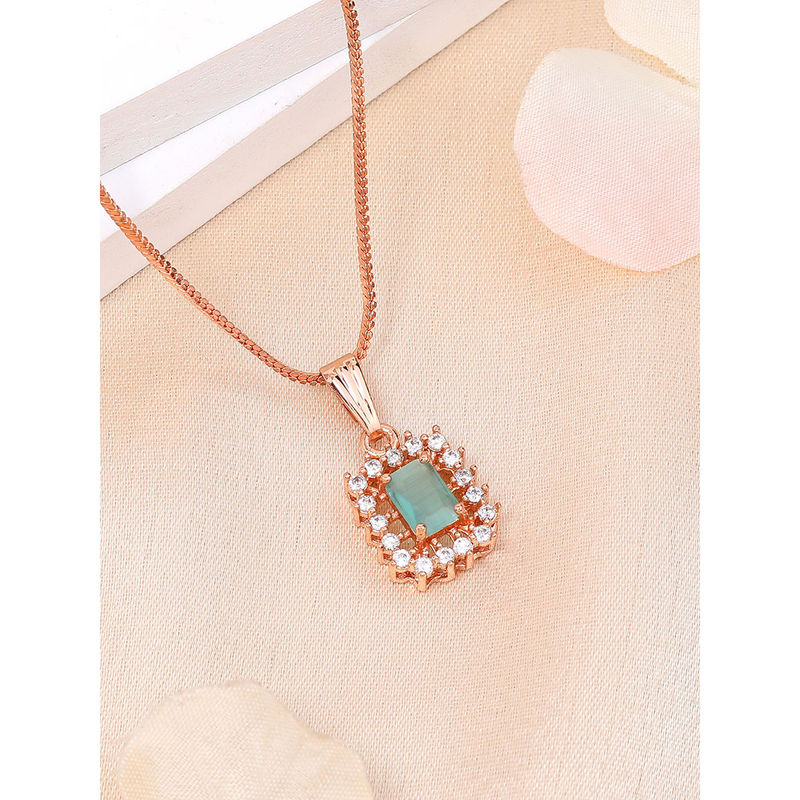 Buy Estele Rose Gold Plated Cz Mint Green Crystal Adorned Gehenna ...