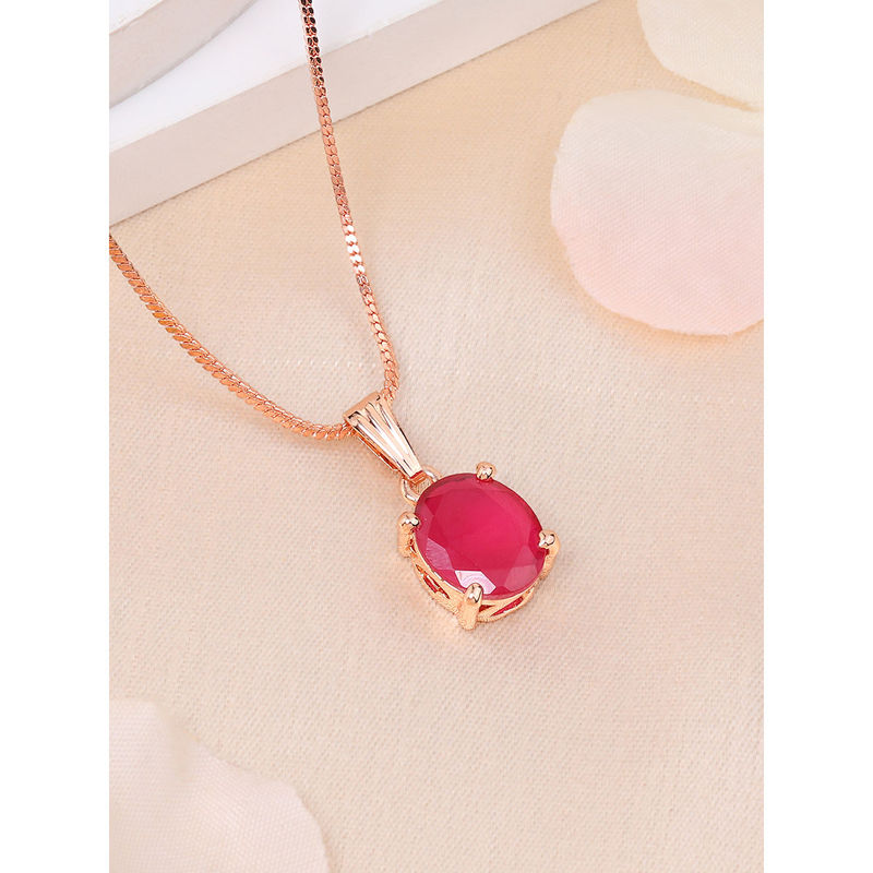 Buy Estele Rose Gold Plated Oval Design Cz Ruby Solitaire Gehenna ...