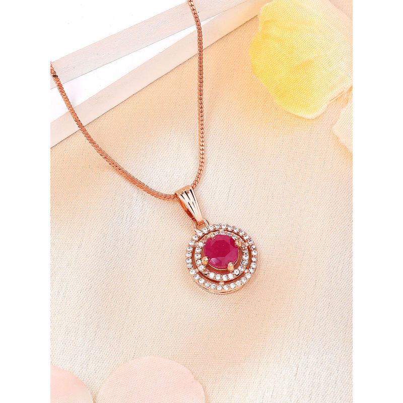 Buy Estele Rose Gold Plated Dual Circular Design Cz Ruby Gehenna ...