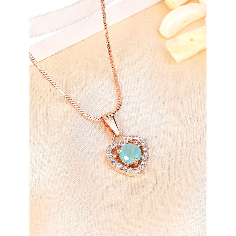 Buy Estele Rose Gold Plated Heart Design Mint Green Crystal Gehenna ...