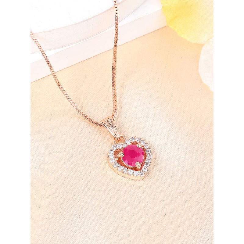 Buy Estele Rose Gold Plated Heart Design Ruby Crystal Adorned Gehenna ...