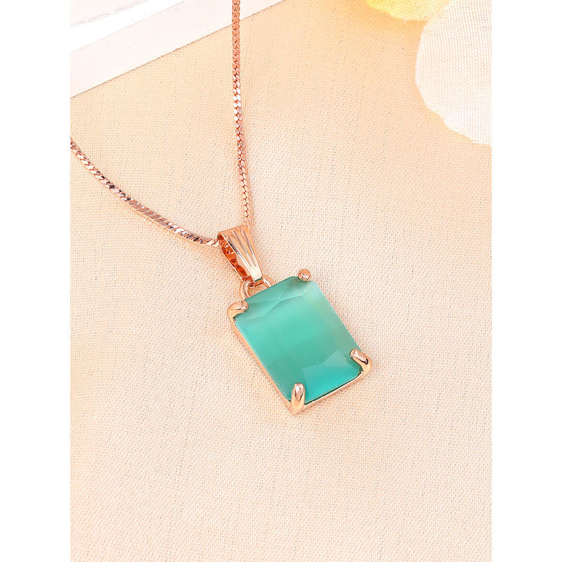 Buy Estele Rose Gold Plated Cz Mint Green Solitaire Square Gehenna ...