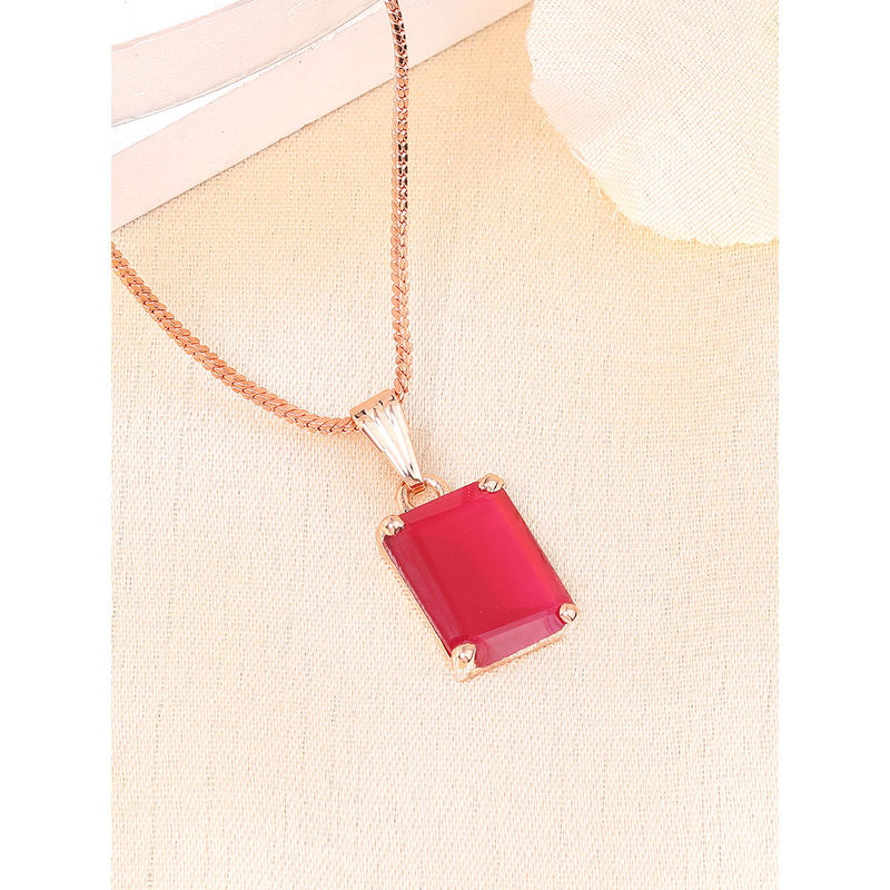Buy Estele Rose Gold Plated Cz Ruby Solitaire Square Cut Gehenna ...