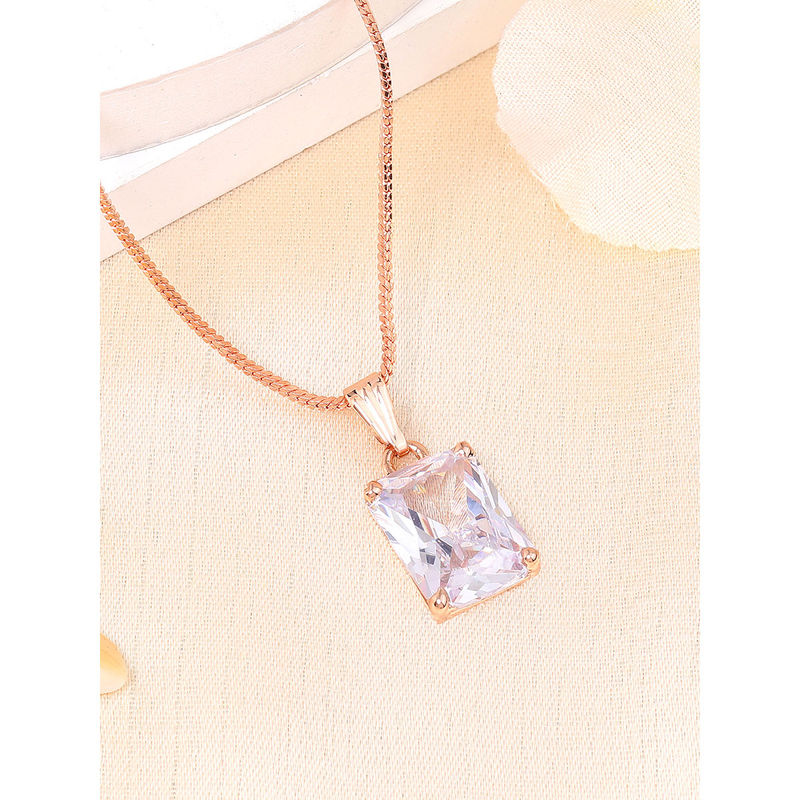 Buy Estele Rose Gold Plated Cz White Solitaire Square Cut Gehenna ...