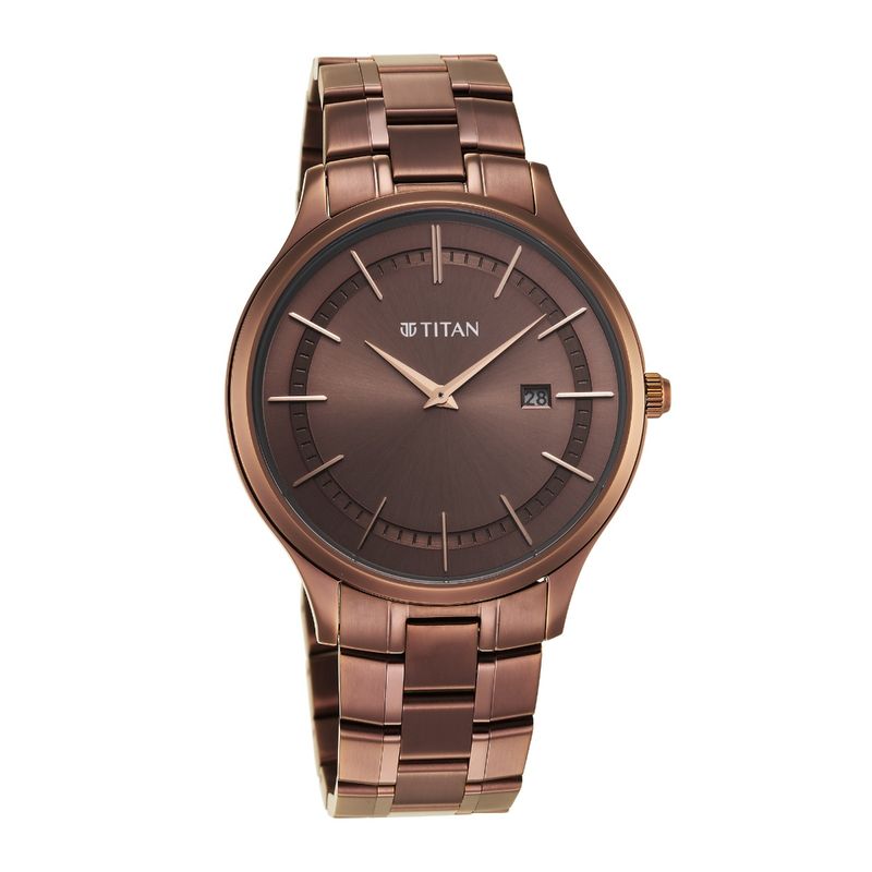 Buy Titan Classique Slim Ii 90142Qm05 Brown Dial Analog Watch For Men ...