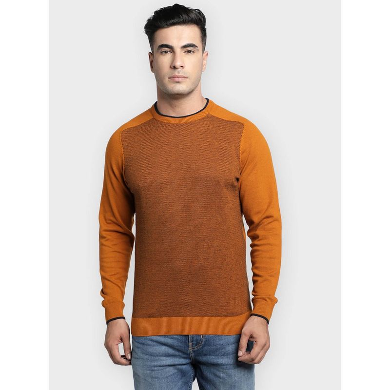 Buy Red Tape Mustard Jacquard Woven Pullover Online