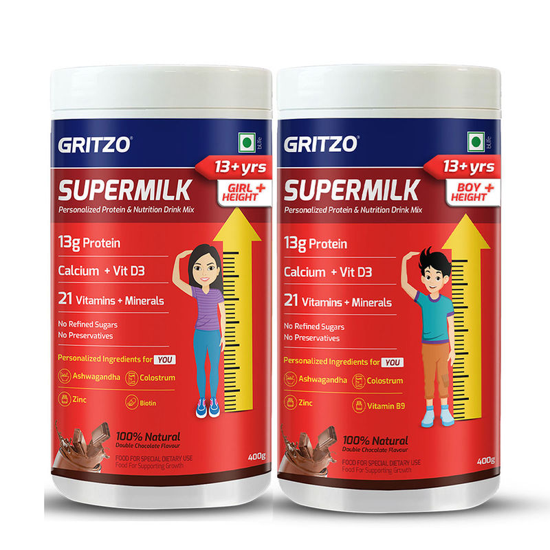 Buy Gritzo SuperMilk Height Personalized Protein Nutrition Drink Super ...