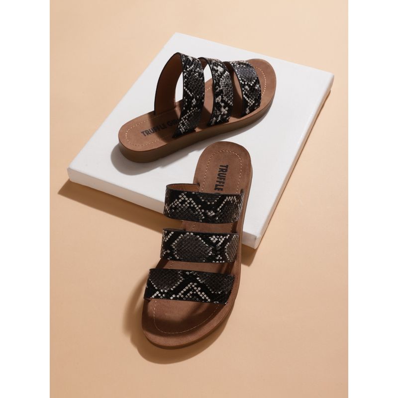 Buy Truffle Collection Black Animal Print Flats Online
