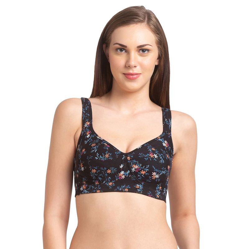 Buy Juliet Women's Non Padded Floral Print Tshirt Cotton Bra Black SOCH-2 BK Online
