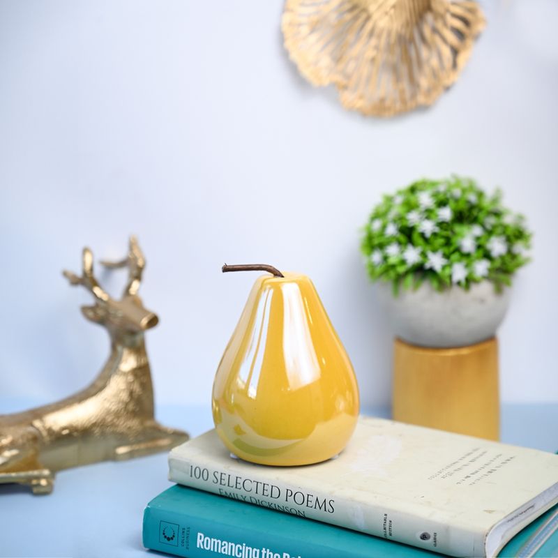 Buy Voncasa Decorative Ceramic Yellow color Pear Design Pattern Online