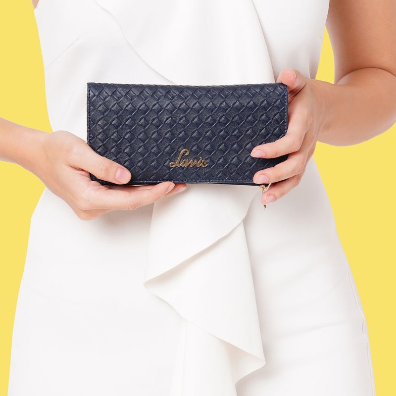 Buy Lavie Bot Safain Women Bifold Wallet - Navy Blue (L) Online