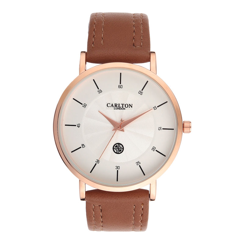 Buy Carlton London Men's Off-White Textured Analogue Watch (CG033RWHB ...