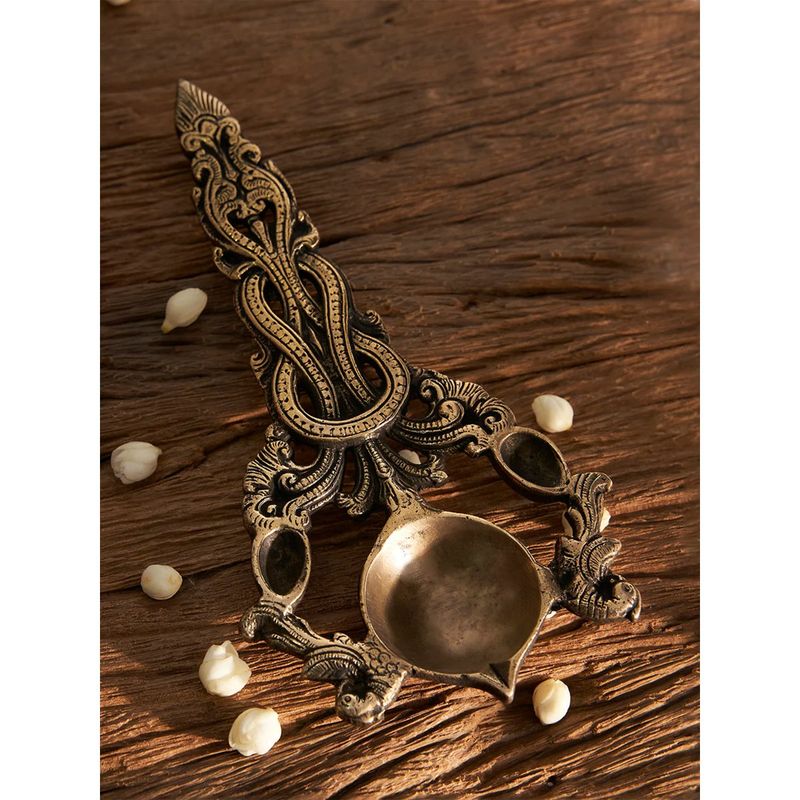 Buy DecorTwist Brass Aarti Havan Chammach, Spoon, Harathi with ...