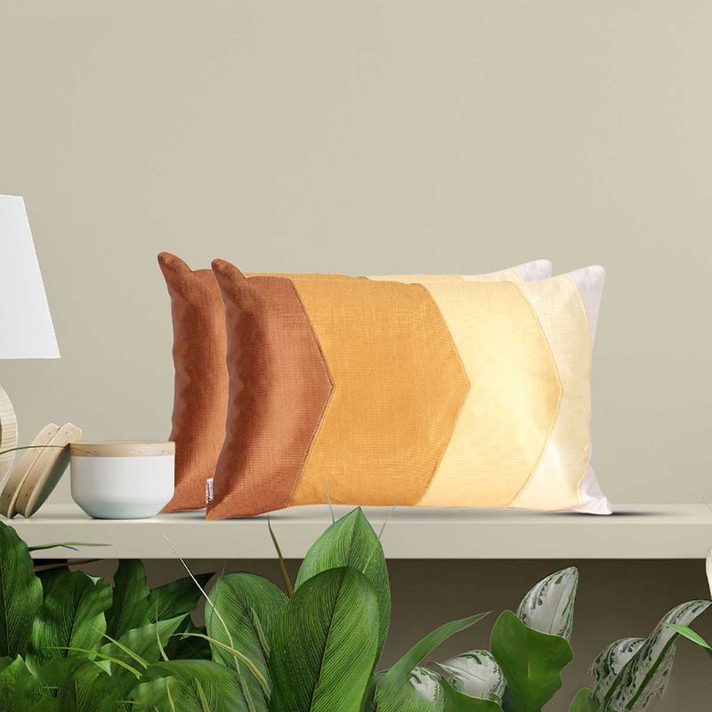 Buy Sivya by Home Colorblock Rectangular Cushion Cover Mustard (Pack of ...