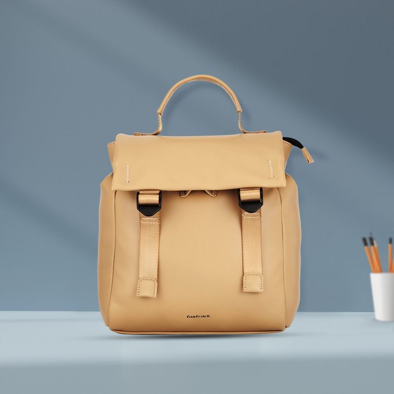 Buy Fastrack Women Solid Beige Backpack (M) Online