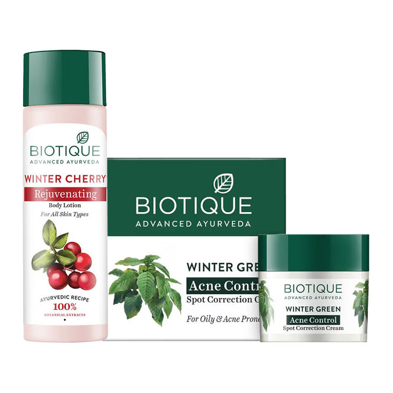 Buy Biotique Bio Winter Green Acne Control Spot Moisturizer & Cherry ...