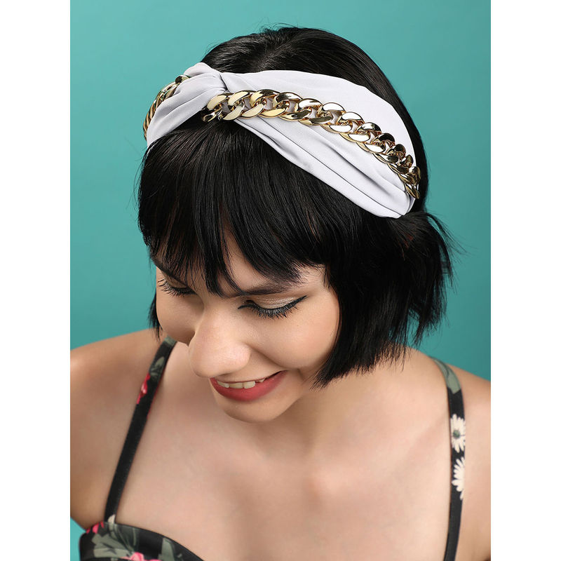 Buy SOHI Off-White Dazzling Gold Chain Hair Band Online