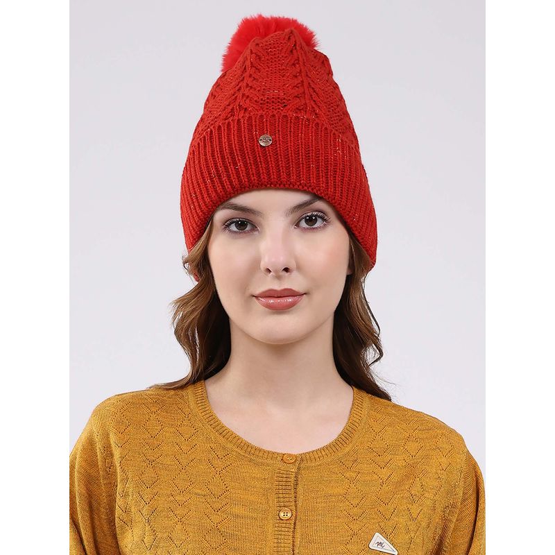 Buy Monte Carlo Red Wool Blend Woven Beanie Online