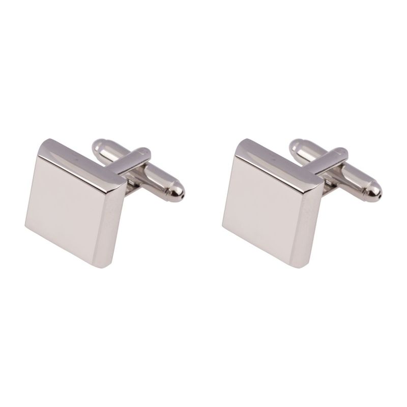Buy The Tie Hub Silver Plain Square Cufflinks Online