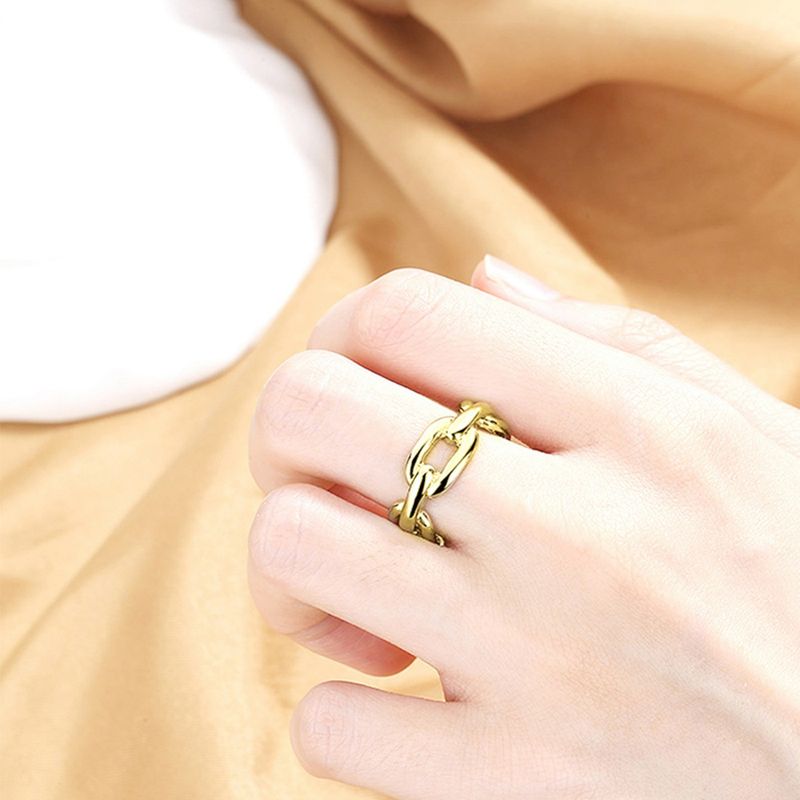 Buy Yellow Chimes Gold-Plated Linked Chain Finger Ring (6) Online