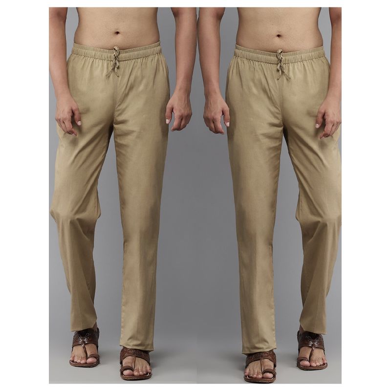 Buy See Designs Men Brown Solid Pure Cotton Pyjama (Set of 2) Online