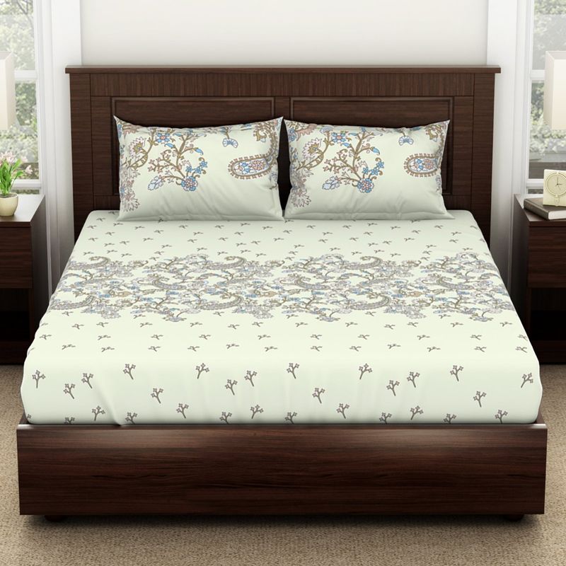 Buy SPACES Evoke 100% Cotton Double Bedsheet Fairest Jade (Queen) Online