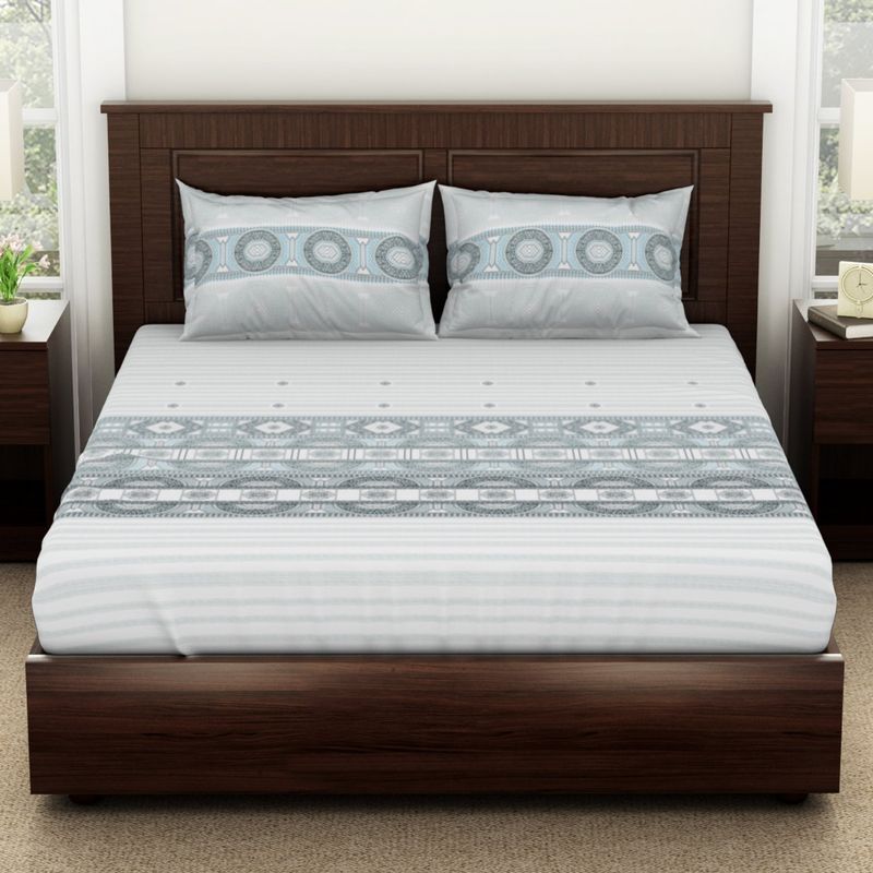 Buy SPACES Evoke 100% Cotton Double Bedsheet Barely Grey (Queen) Online