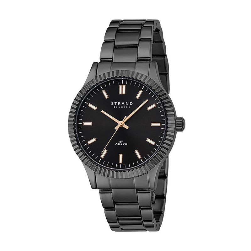 Buy Strand By Obaku Kensington Dark Black Dial Quartz Watch For Men ...