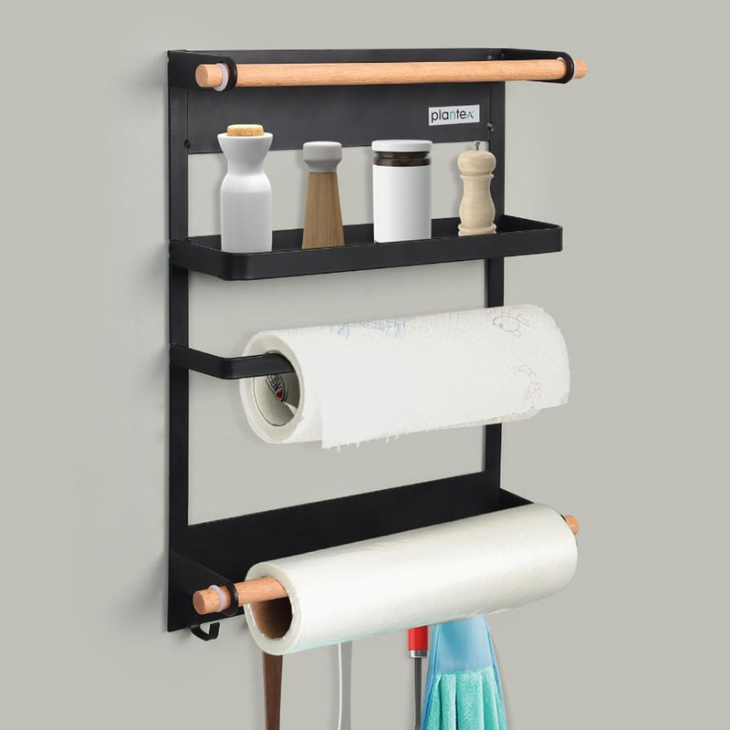 Buy Plantex GI Steel Multi-Purpose Magnetic Shelf Black Online
