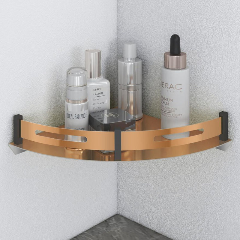 Buy Plantex SS Corner Bathroom Shelf Kitchen Shelf Rose Gold and Black ...