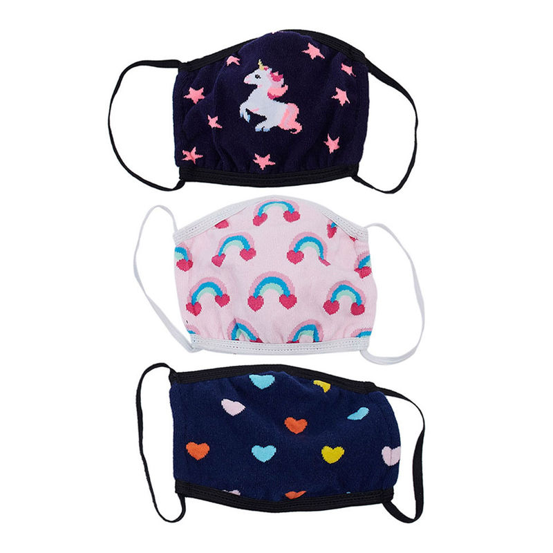 Toniq Multi-colour Unicorn Reusable Kids Face Mask (Pack of 3) (6-12 ...