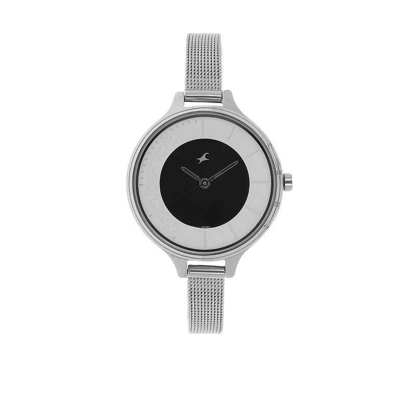 Buy Fastrack Black Dial Silver Stainless Steel Strap Watch Online