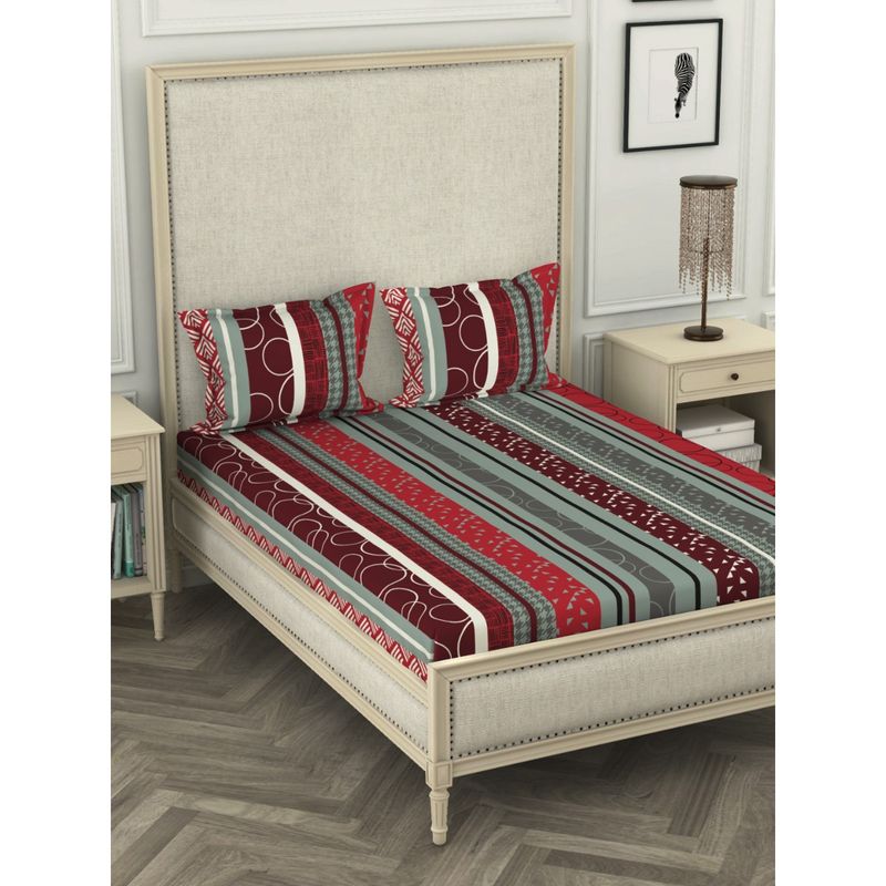 Buy KOPA Pure Cotton Double Bedsheet with 2 Pillow Covers Abstract Grey ...