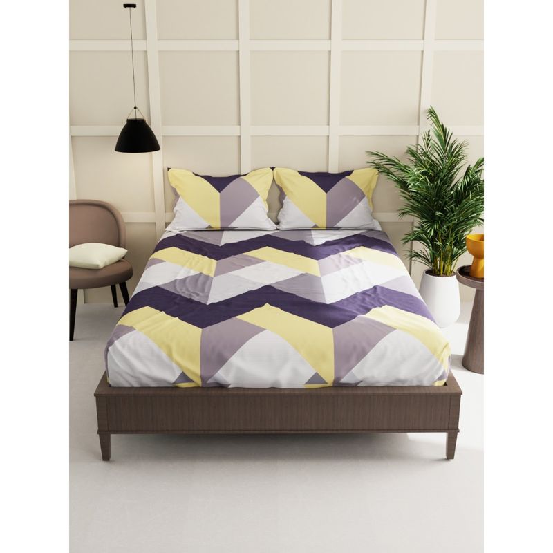 KOPA Micro Double Bedsheet with 2 Pillow Covers Geometric Multi (Queen ...