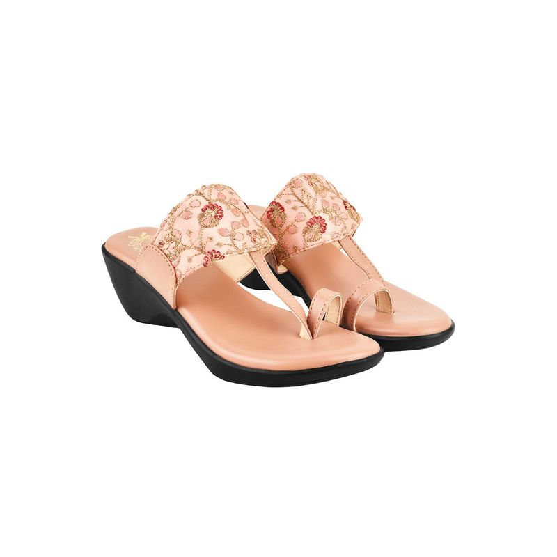 Buy Shoetopia Women Pink Embellished Wedges Online