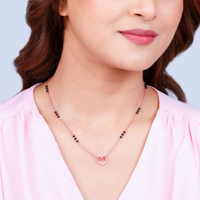 Buy GIVA Sterling Silver Rose Gold Infinite Love In Heart Mangalsutra ...