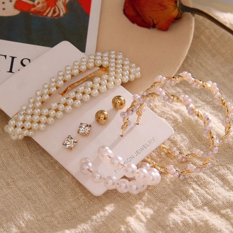 Buy Jewels Galaxy Trending Set of 4 Stud & Hoop Earrings With a Pearl ...