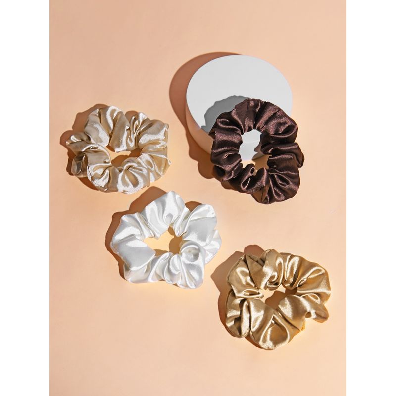 Buy Toniq Satin Multicolor Scrunchies for Women (Set of 4) Online