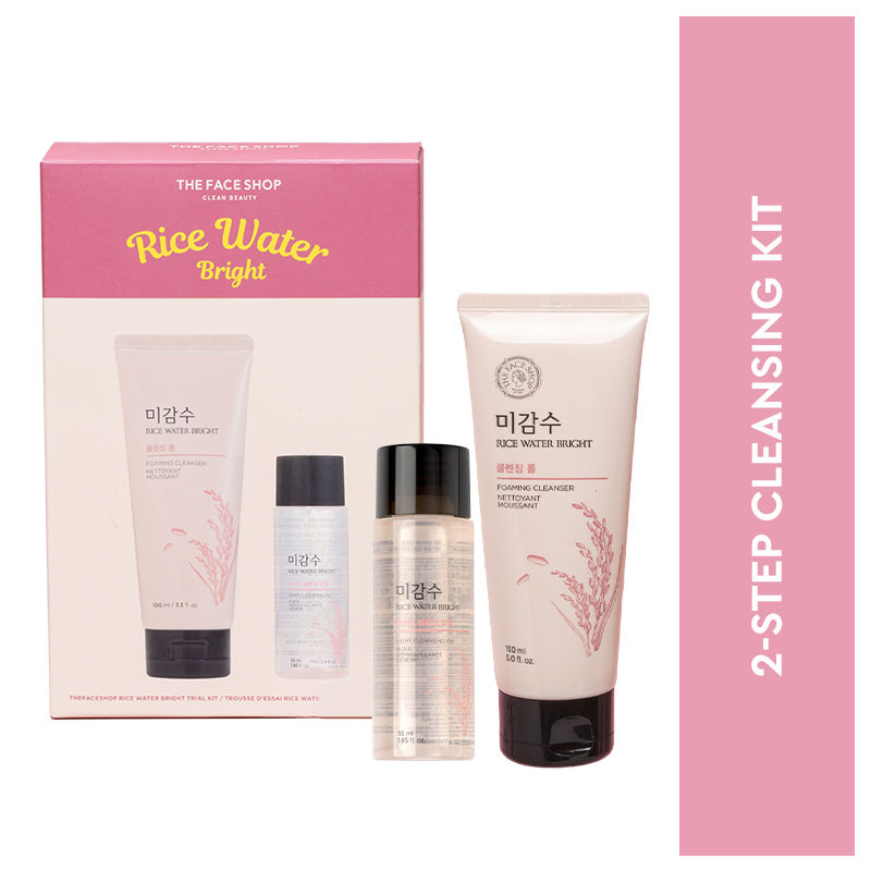 Buy The Face Shop Rice Water Bright Double Cleansing Kit With Face Wash ...