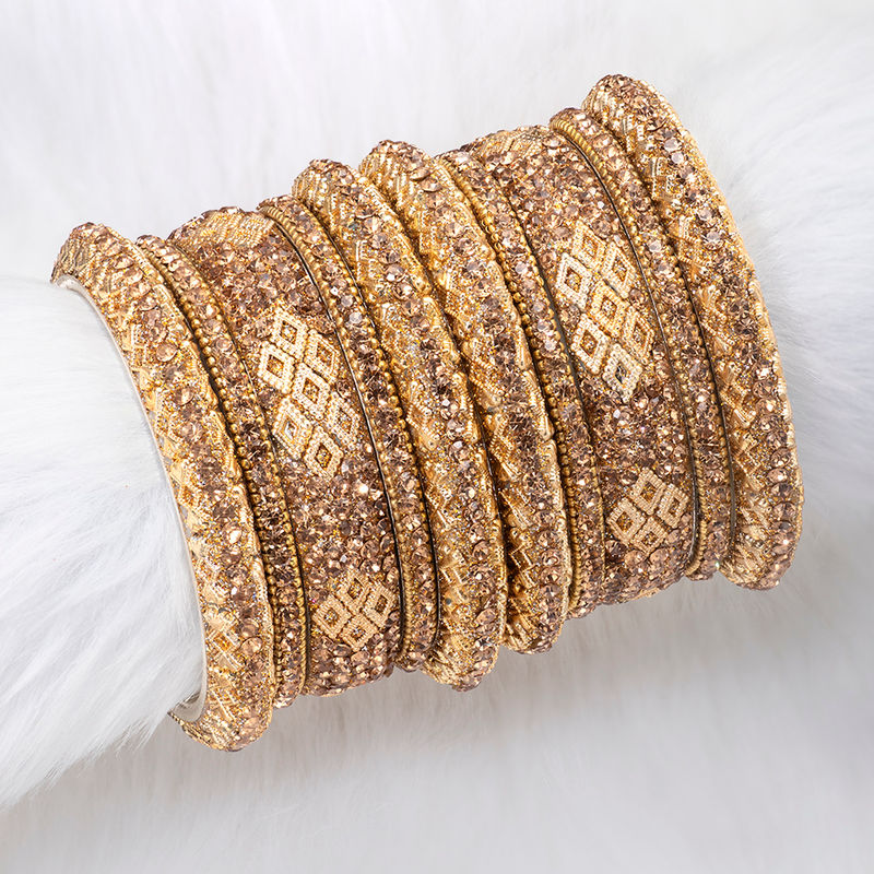 Buy Peora Gold Plated Metal Chura Chuda Bangle Set Indian (2.6 ...