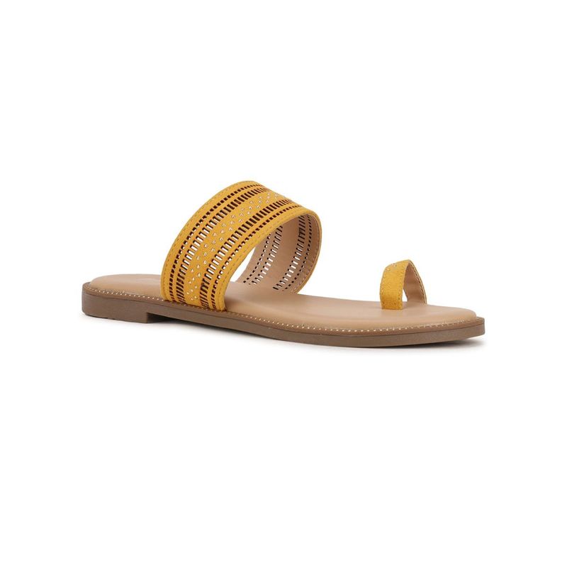 Buy Bata Textured Yellow Flats Online