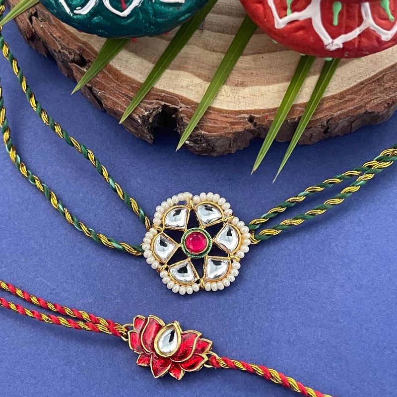 Buy Digital Dress Room Designer Rakhi Red Lotus Rakhi RedGreenGolden ...