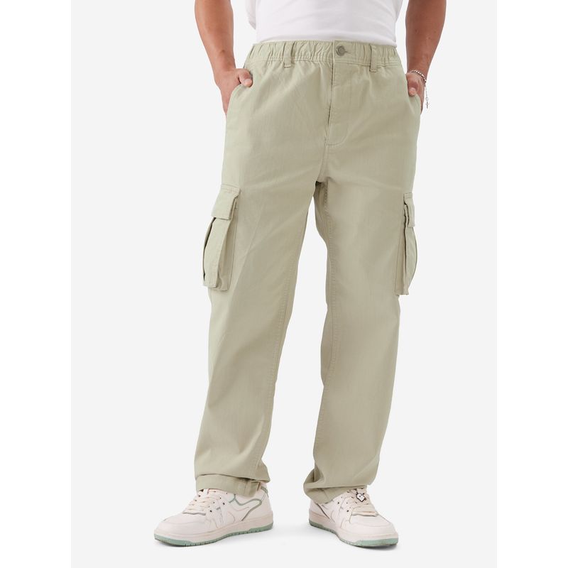 Buy The Souled Store Solid Light Green Cargo Online