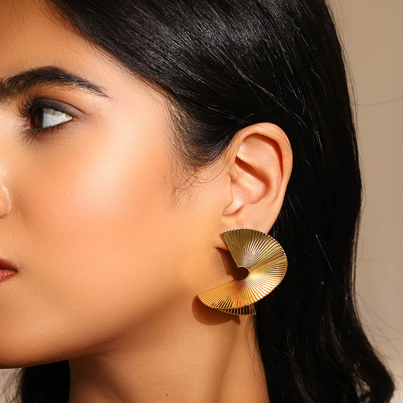 Buy PRITA Swirl Designary Stud Gold Plated Earrings Online
