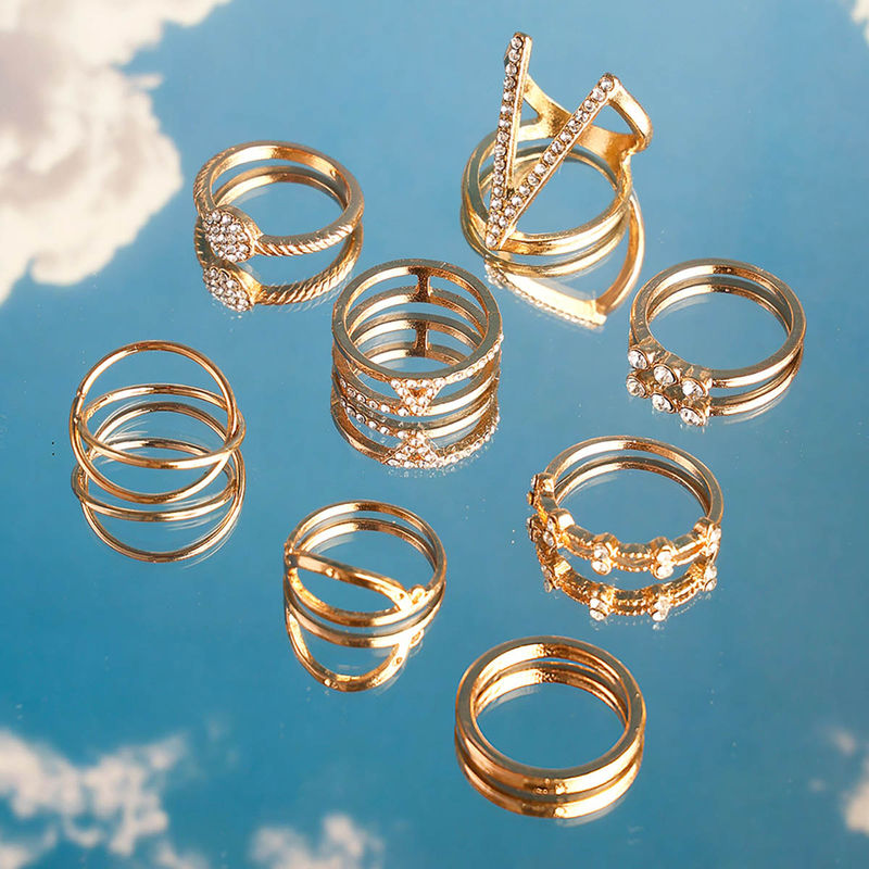 Buy PRITA Fashiony Styled Combo Adjustable Gold Plated Rings Online