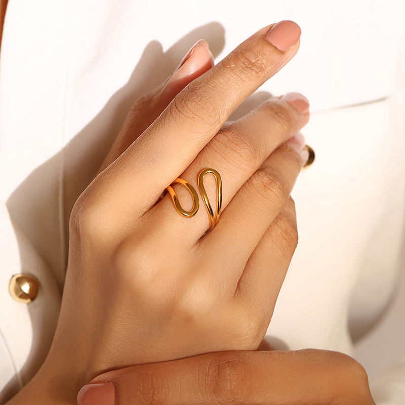 Buy PRITA Swirl Shape Gold Plated Adjustable Stylish Ring Online