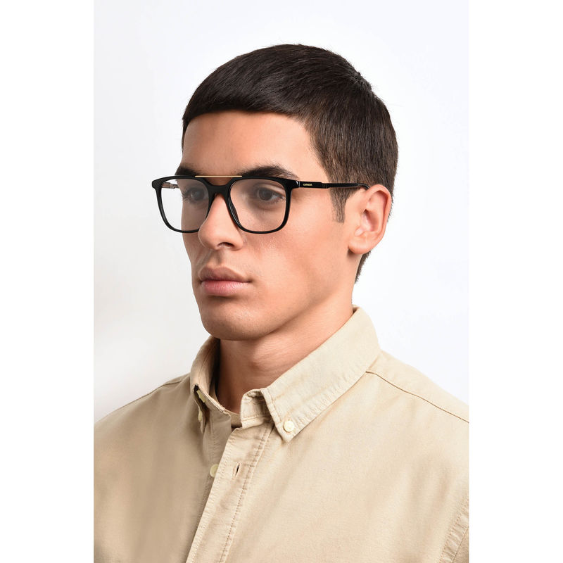 Buy CARRERA Black & Gold Rectangular Full-Rim Frames (105155) (52) Online