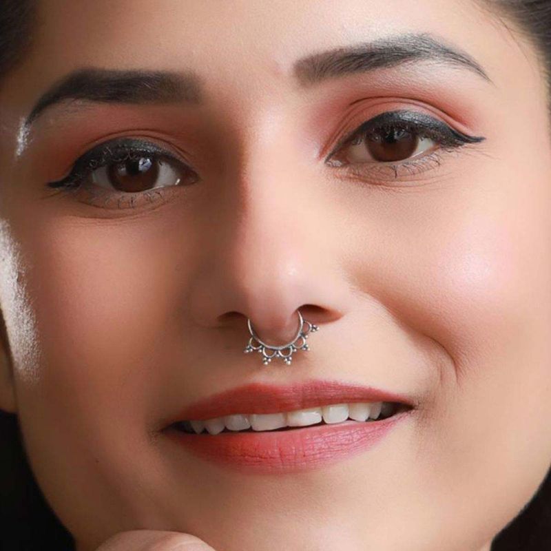 Buy Priyaasi Sheer By Oxidised Silver Vintage Septum Nose Ring Online