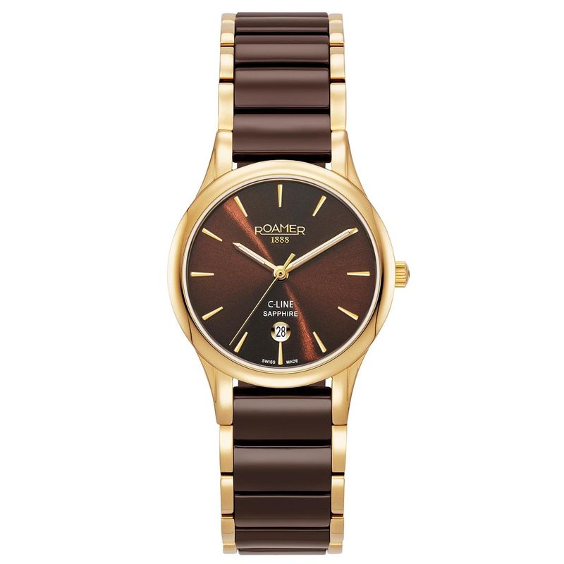 Buy Roamer C-Line Swiss Made Brown Round Dial Womens Watch - 658844 48 ...