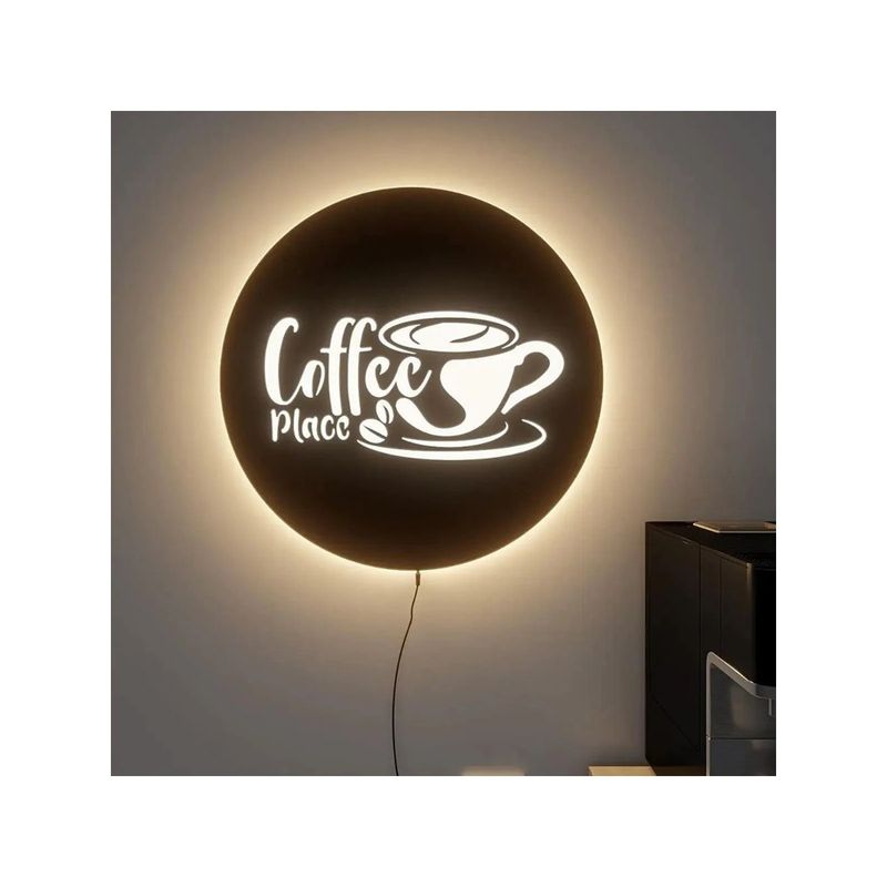 Buy Dekorstation Coffee Shop Circular Kitchen Backlit Wall Decor Light ...